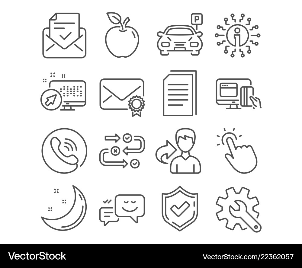 Parking verified mail and touchpoint icons Vector Image
