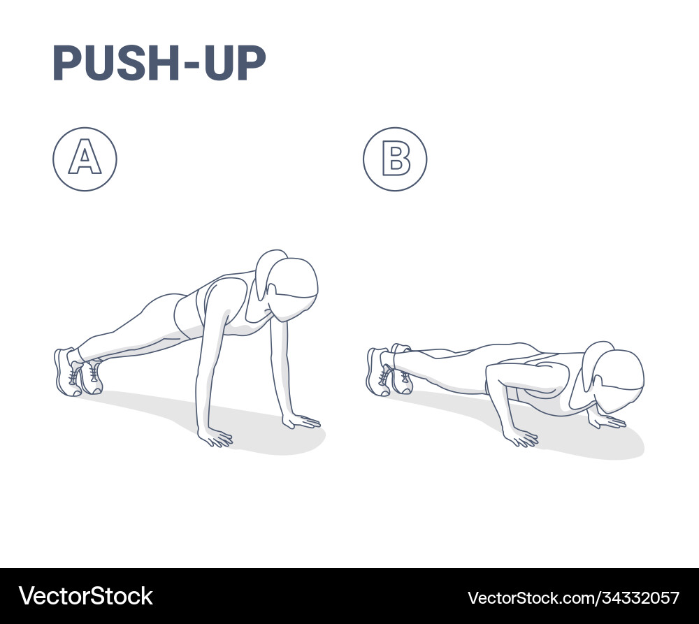 Push-ups home workout exercise woman silhouette Vector Image