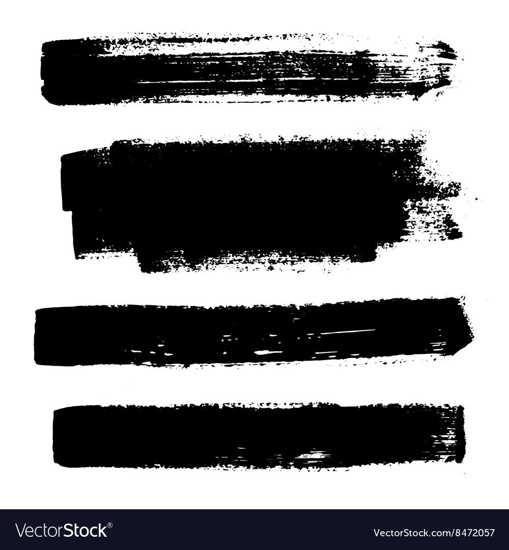 Set of black paint ink brush strokes Royalty Free Vector