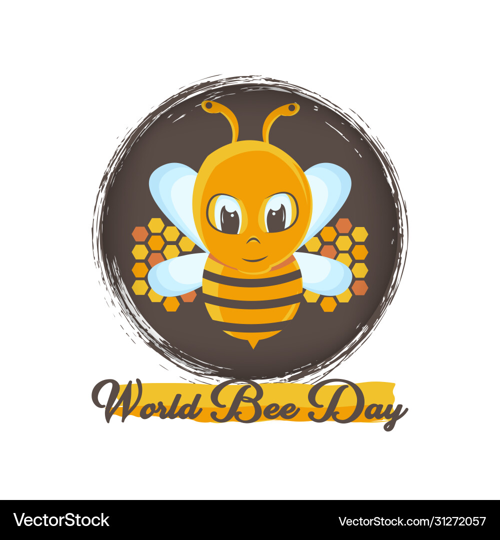 World bee day with and grunge background Vector Image