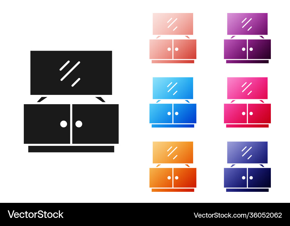 Black tv table stand icon isolated on white Vector Image