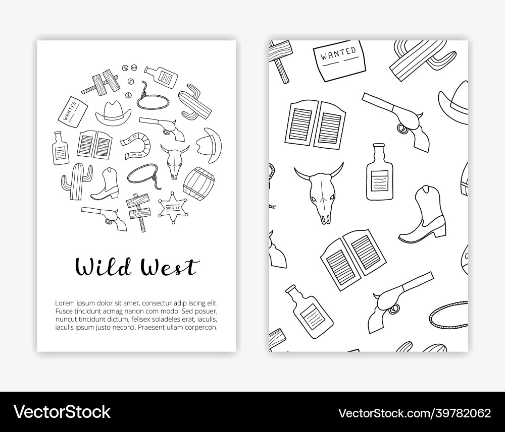 Card templates with wild west elements Royalty Free Vector