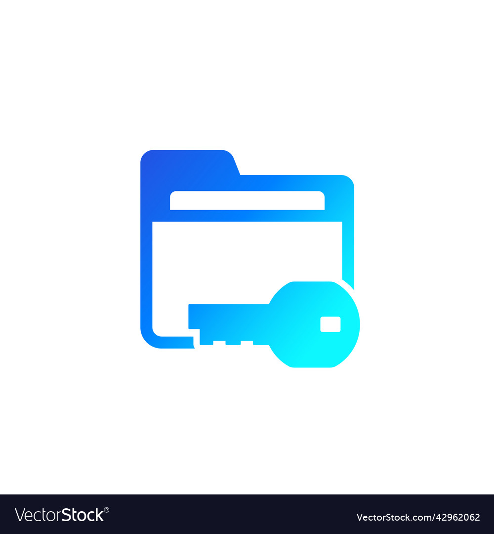 Folder and key icon on white Royalty Free Vector Image