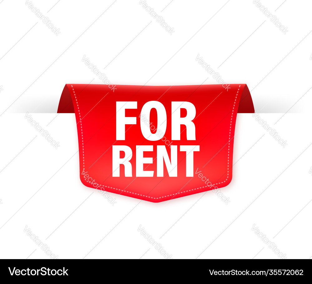 For rent red ribbon isolated Royalty Free Vector Image