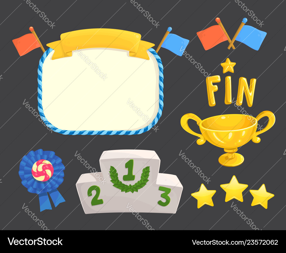 Game rating icons with stars game element flags Vector Image
