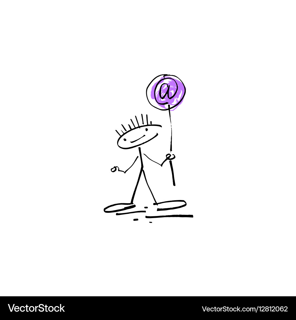 Hand drawing sketch human smile stick figure Vector Image