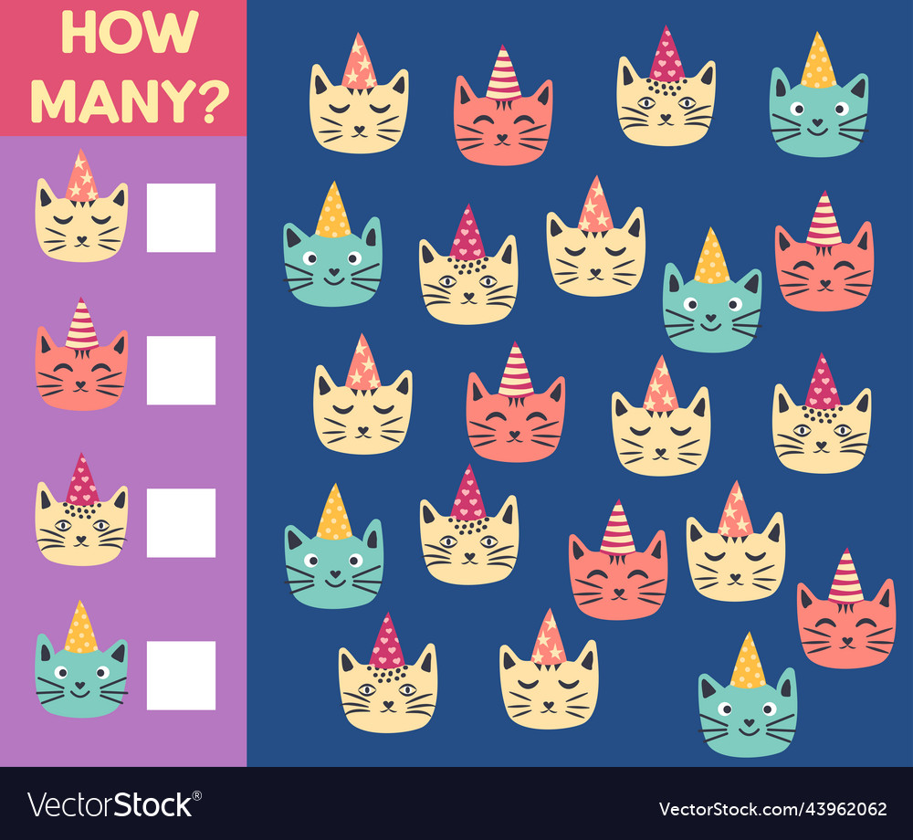 How many cat game for children printable worksheet