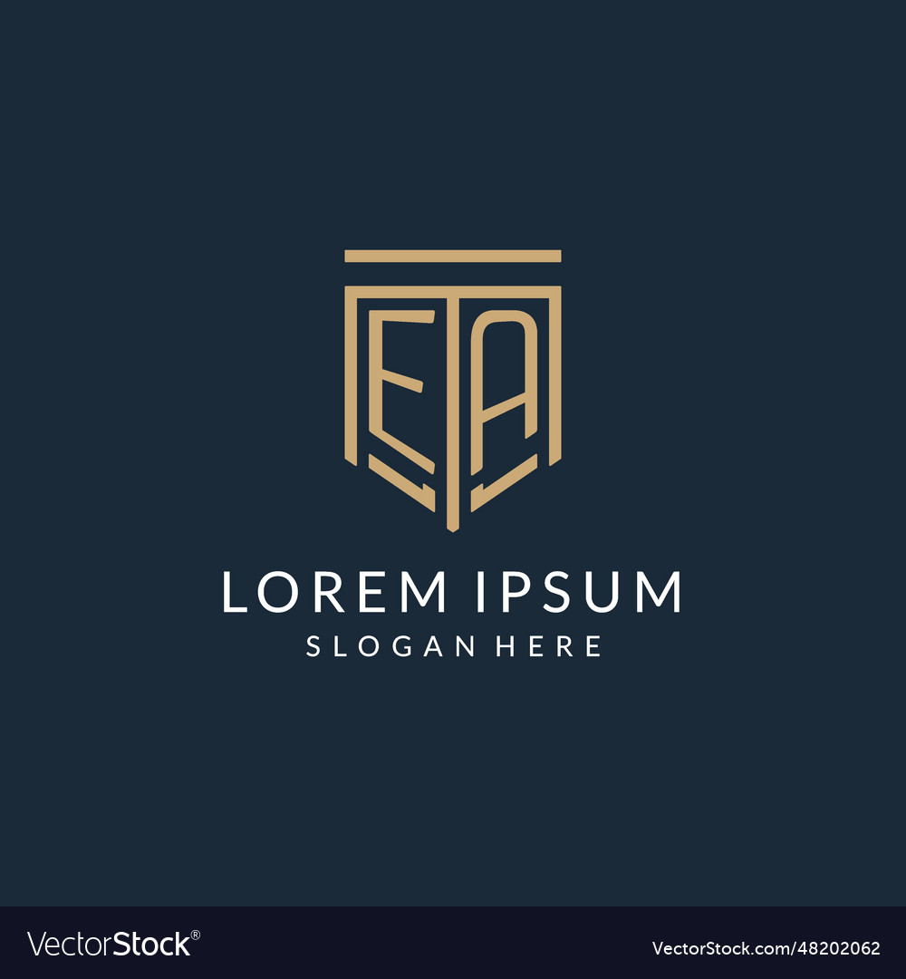 Initial ea shield logo monoline style modern and Vector Image