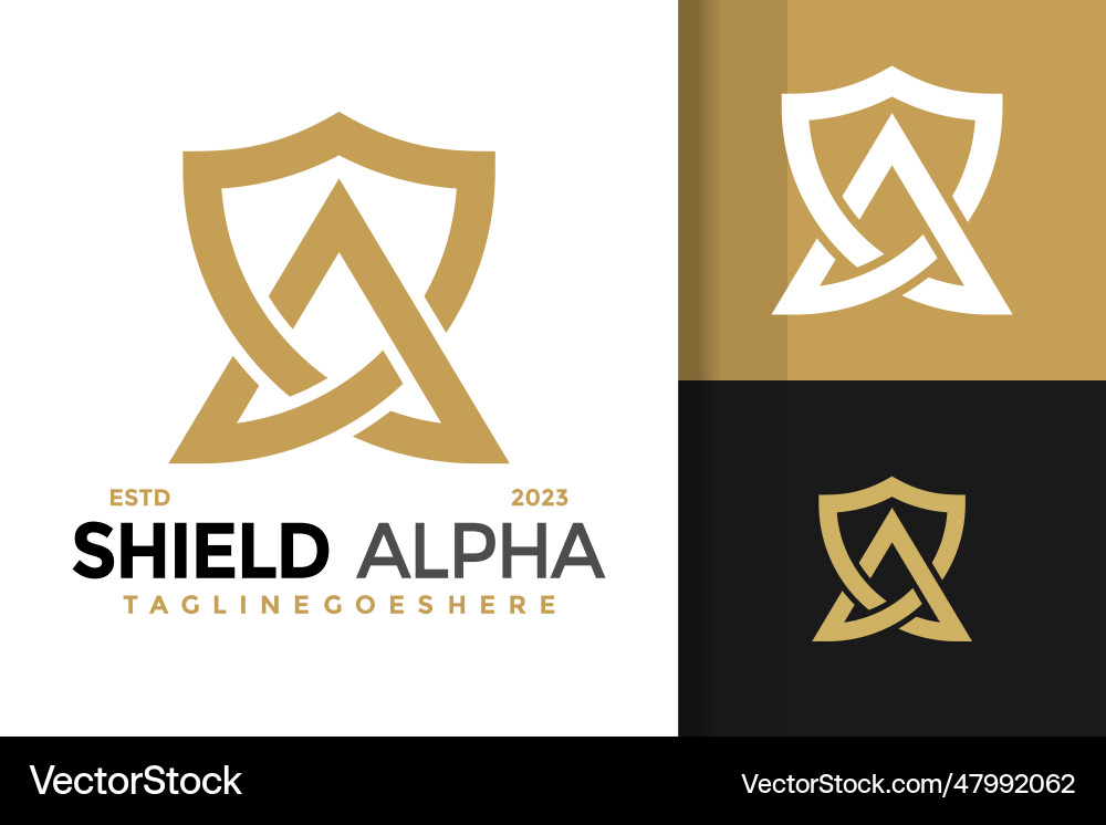Letter a shield alpha logo design symbol icon Vector Image