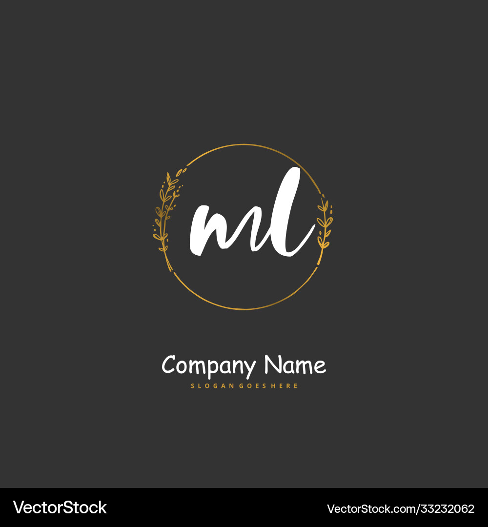 M l ml initial handwriting and signature logo Vector Image