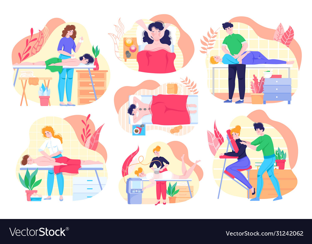 Massage health care procedure people beauty spa Vector Image Massage health care procedure people beauty spa Vector Image