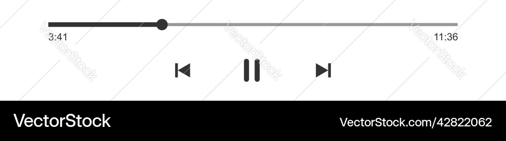 Media player progress bar with time slider pause Vector Image