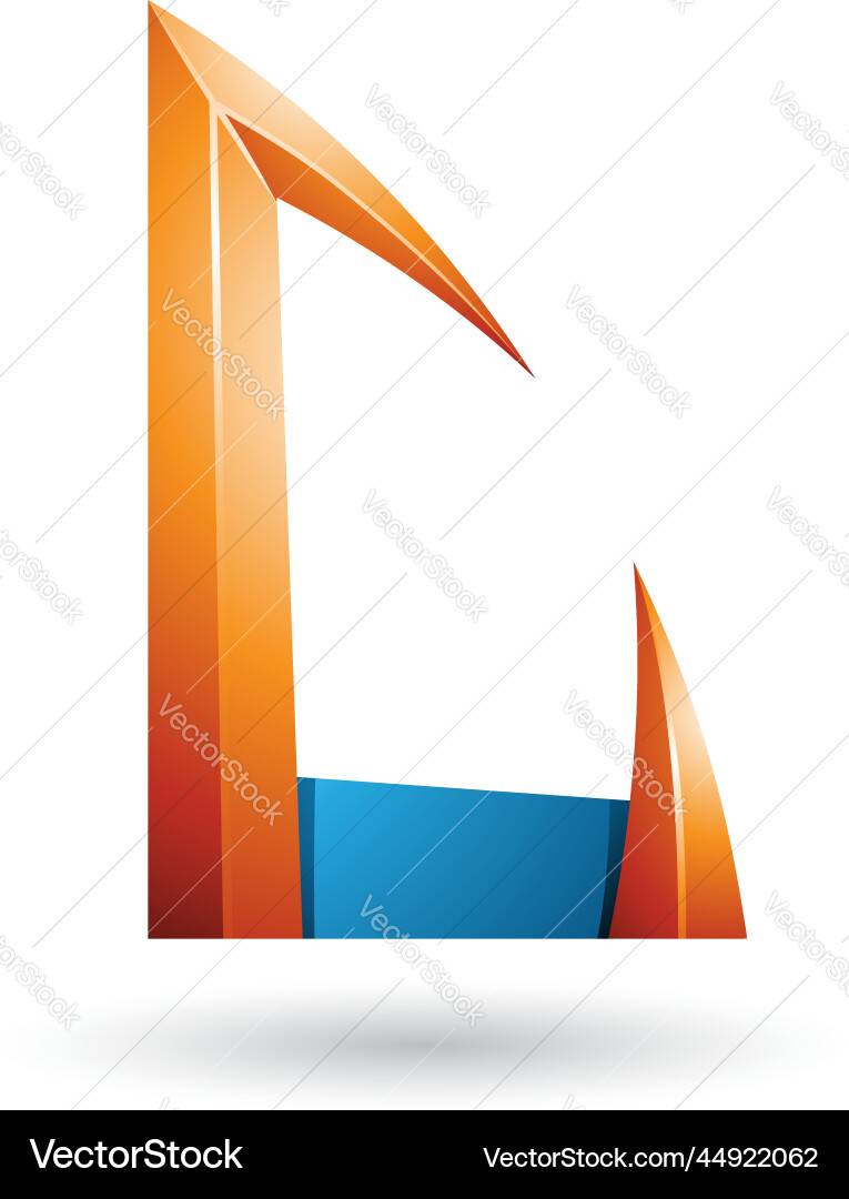 Orange and blue arrow shaped letter c Royalty Free Vector