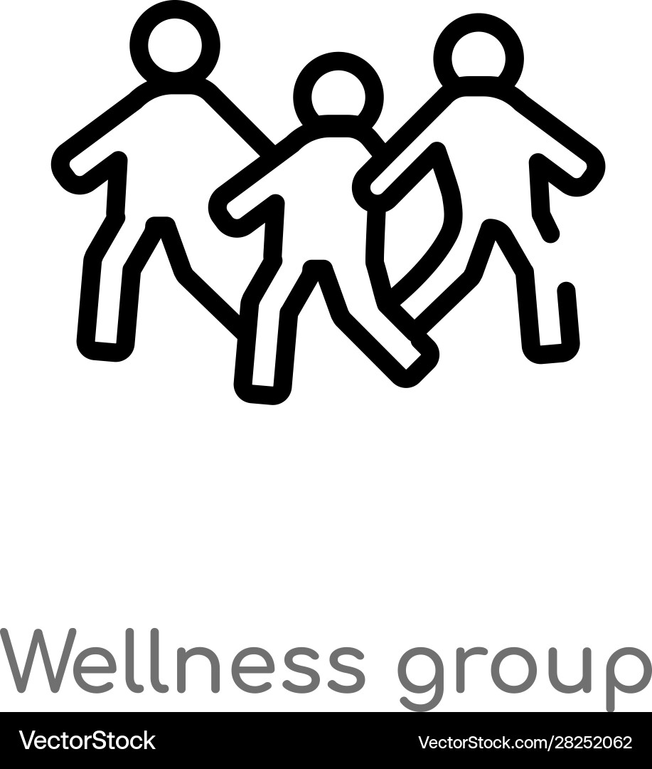 Outline wellness group icon isolated black simple Vector Image