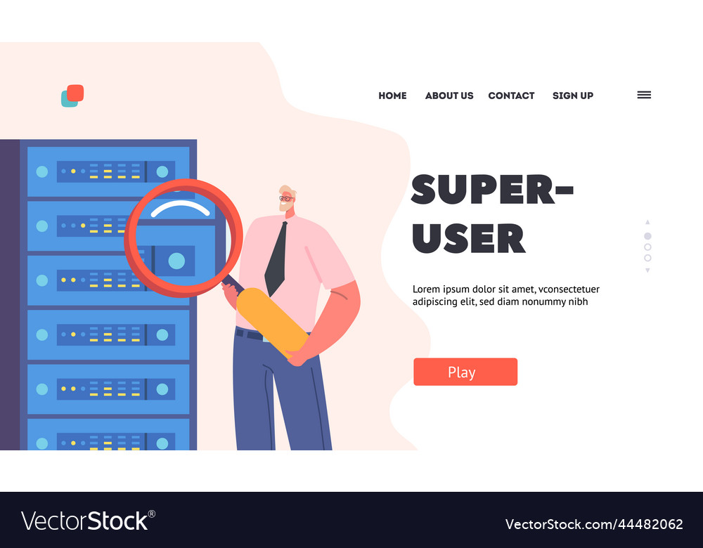 Sysadmin Landing Page Template System Royalty Free Vector 
