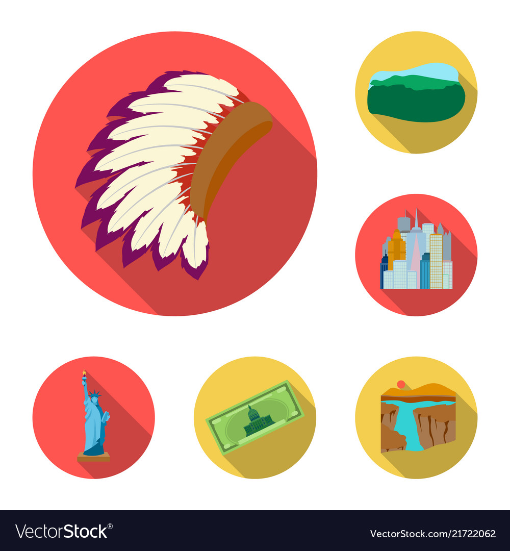 Usa country flat icons in set collection Vector Image