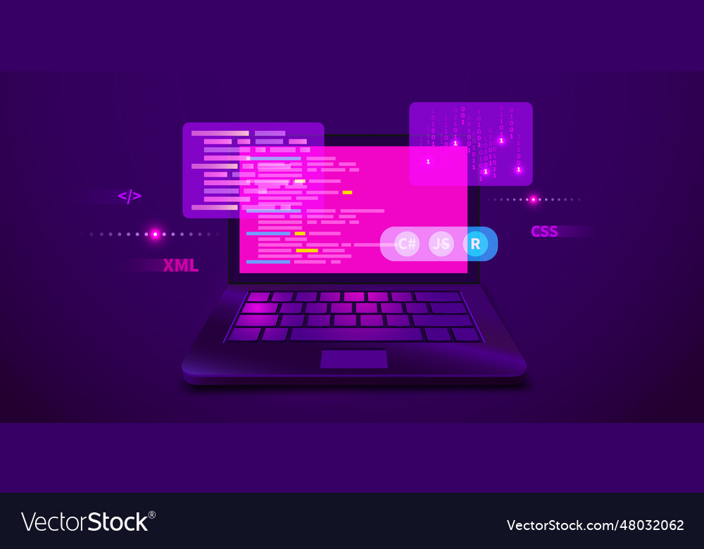 Web Development Coding And Programming Futuristic Vector Image 4114