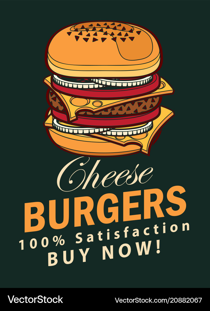 Banner with cheeseburger in retro style Royalty Free Vector