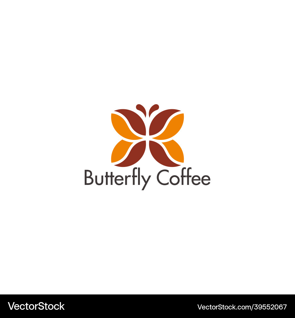 Butterfly coffee bean symbol geometric logo Vector Image