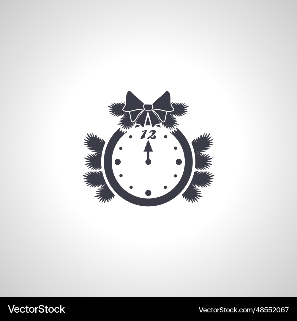 Clock face 12 oclock icon happy new year isolated Vector Image