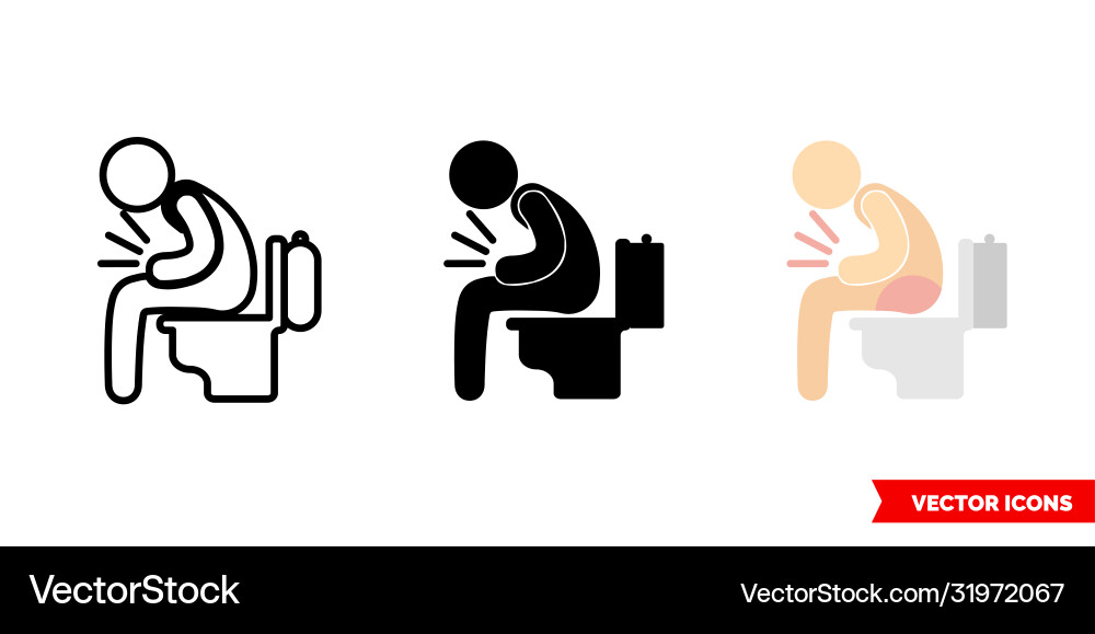 Diarrhea icon 3 types isolated sign Royalty Free Vector