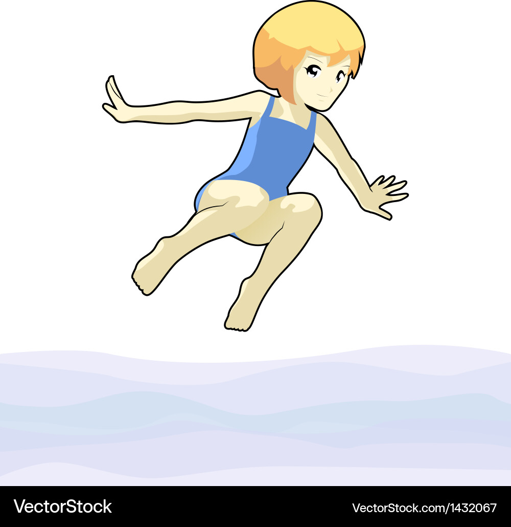 Girl jumping in ater Royalty Free Vector Image
