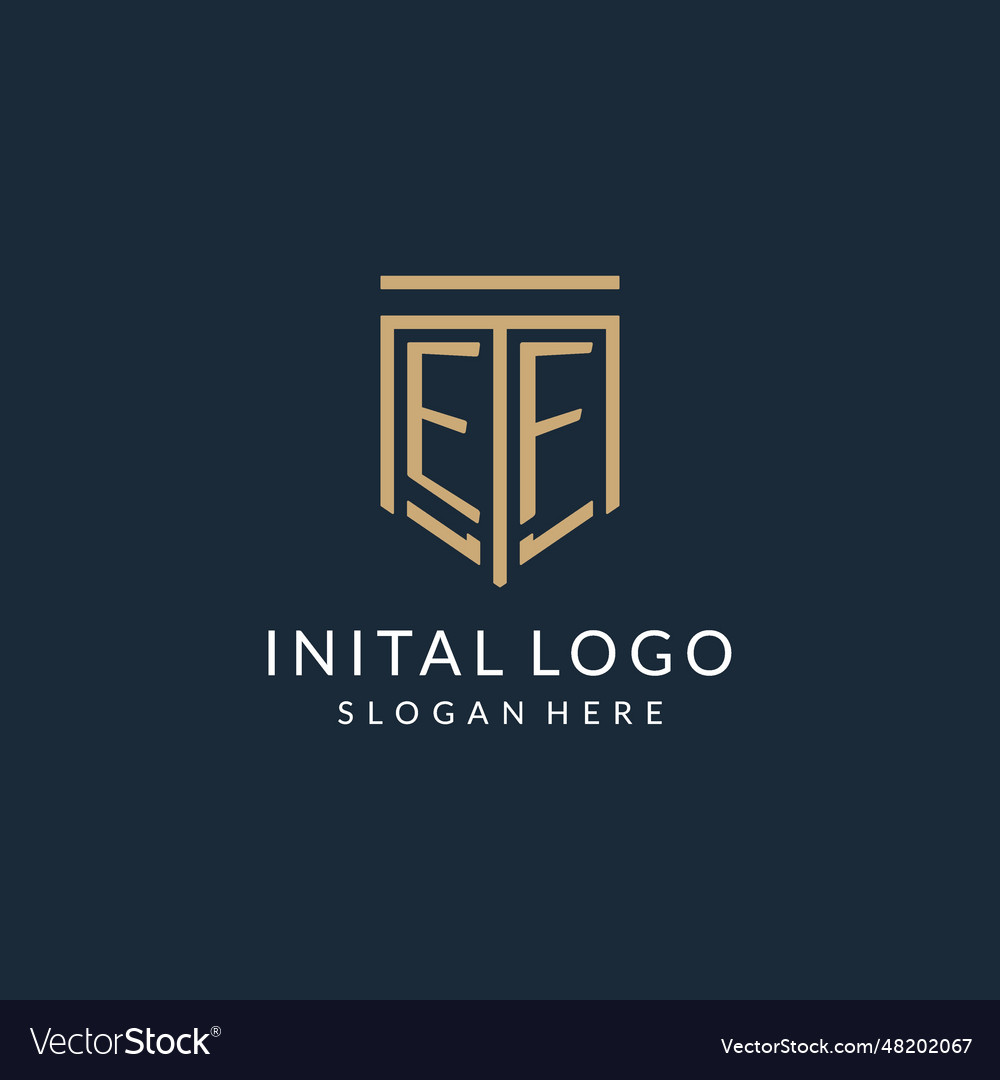 Initial ef shield logo monoline style modern and Vector Image