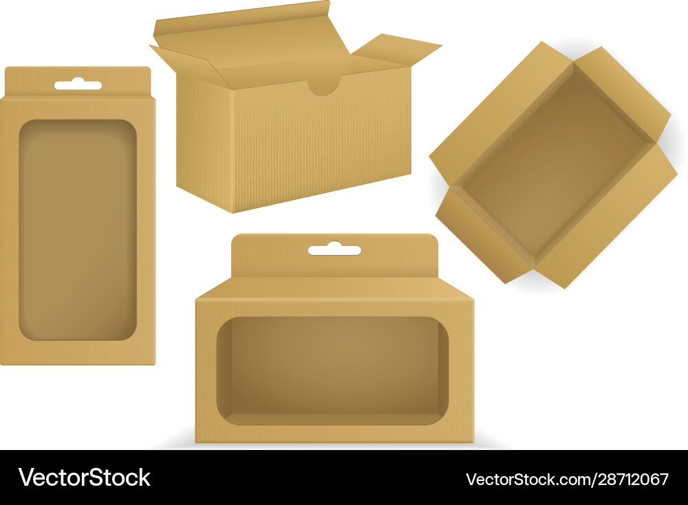 Paper packing box set cardboard cartons Royalty Free Vector