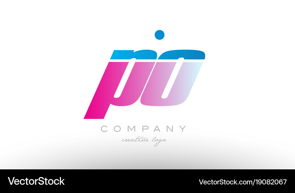 Po p o alphabet letter combination pink blue bold Vector Image