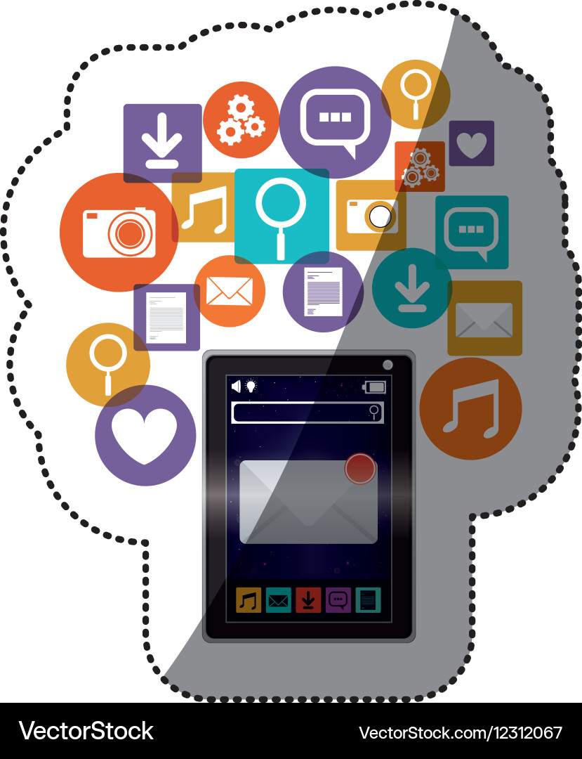 Social media and multimedia icon set design Vector Image