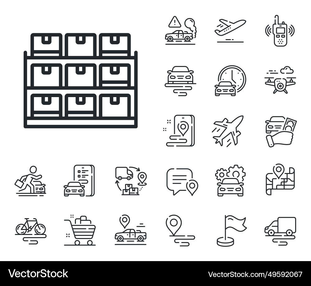 Storage line icon goods warehouse sign plane Vector Image