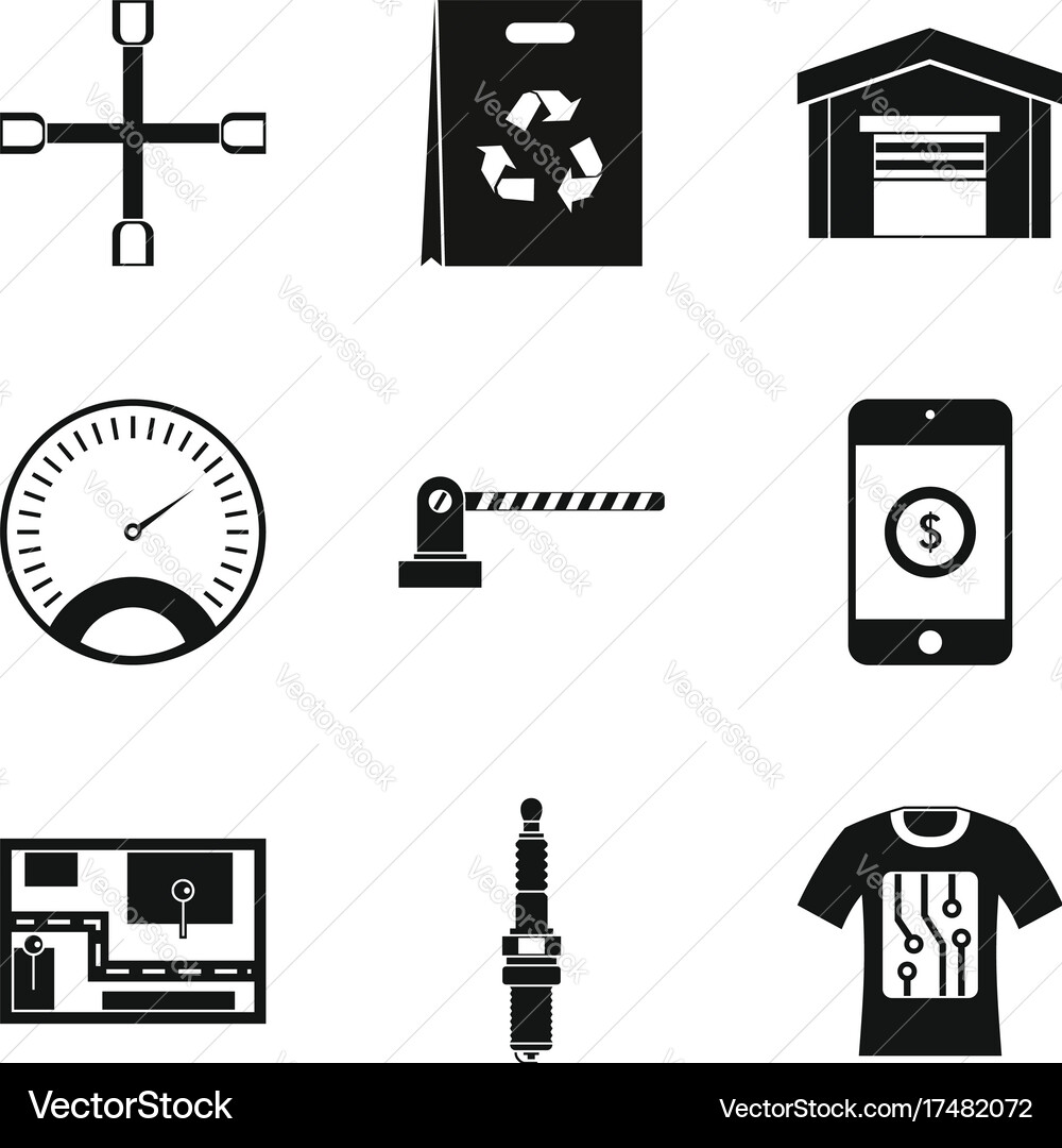 Auto repair icons set simple style Royalty Free Vector Image
