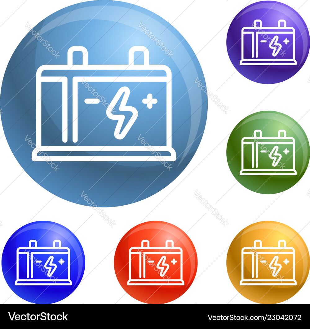 Car battery icons set Royalty Free Vector Image