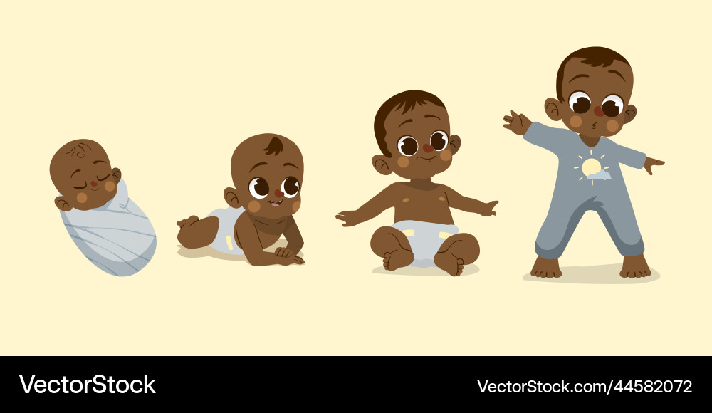 Cartoon stages baby boy Royalty Free Vector Image