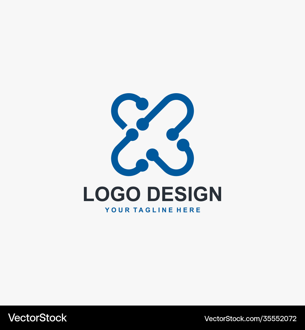 Cross x logo design letter outline Royalty Free Vector Image