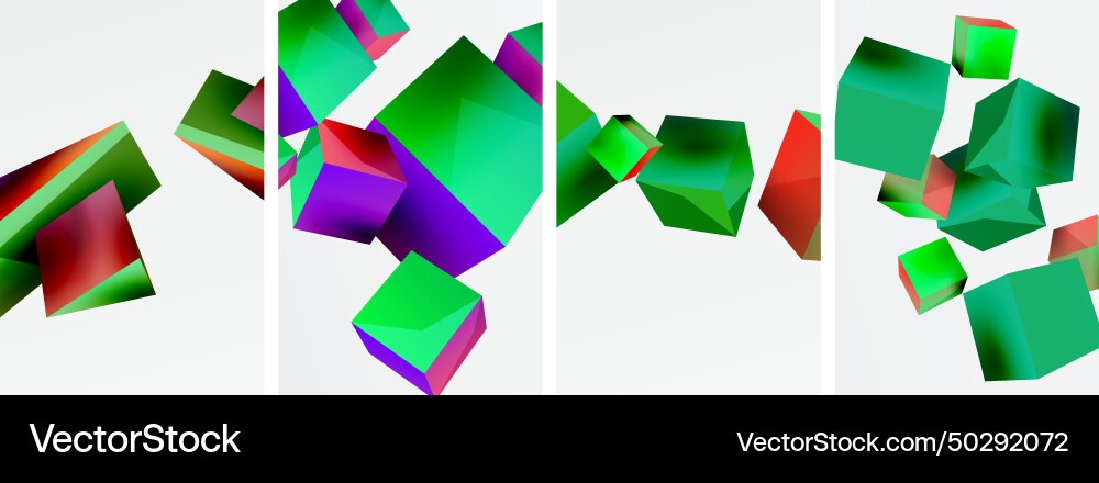 Flying 3d shapes cubes and other geometric Vector Image