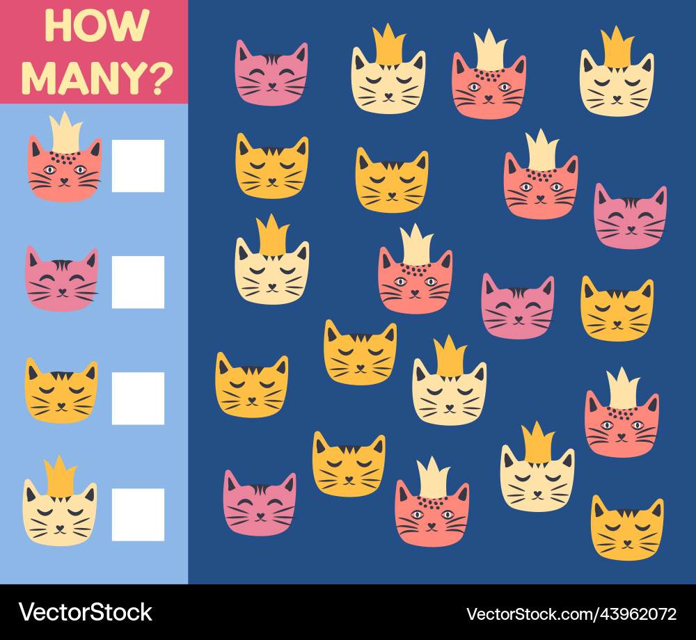 How many cat game for children printable worksheet