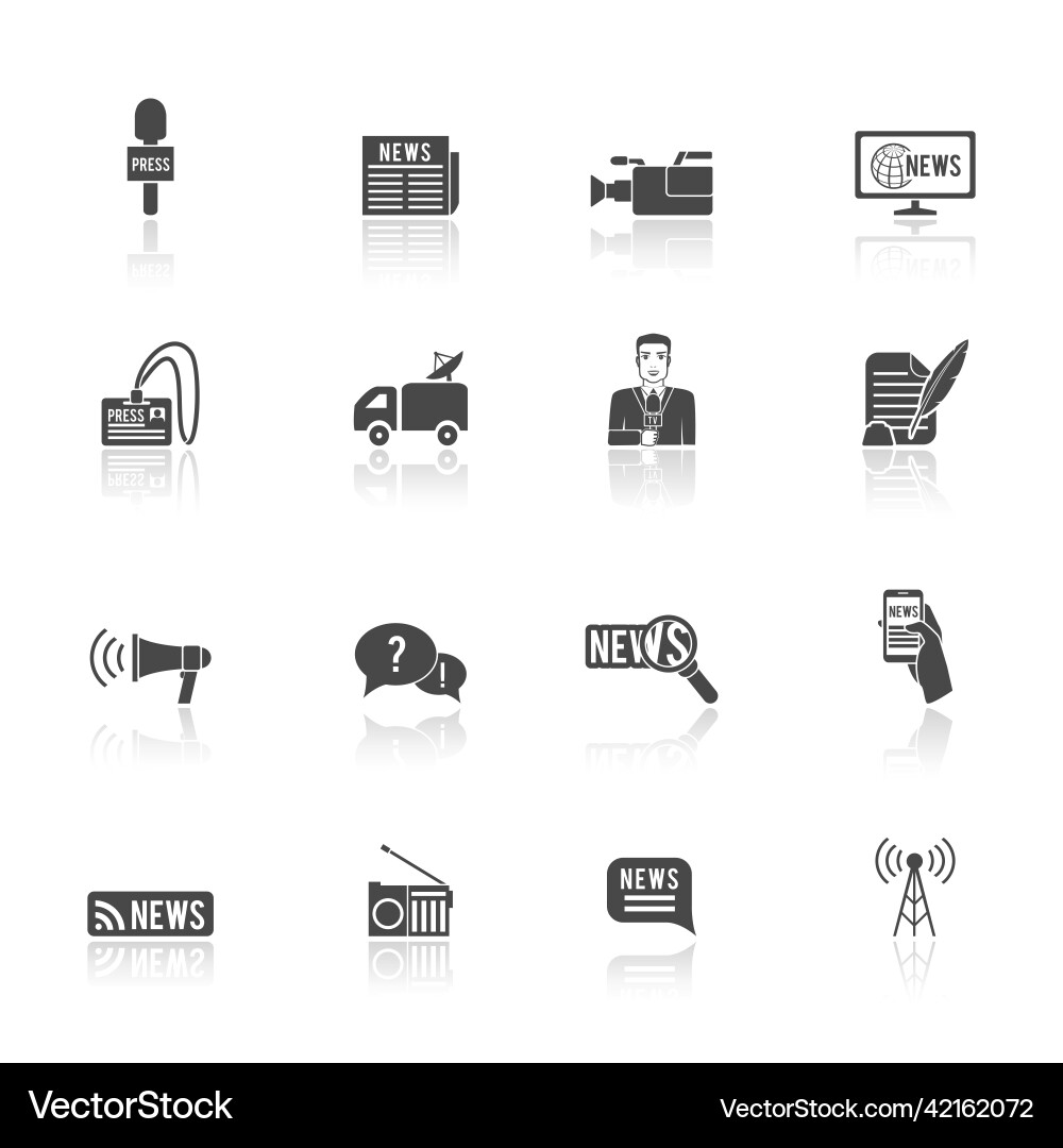 Journalist reporter icons set Royalty Free Vector Image