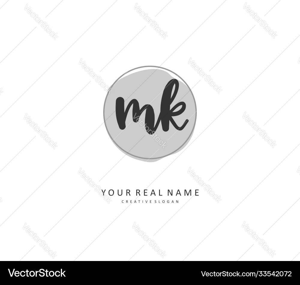 M k mk initial letter handwriting and signature Vector Image
