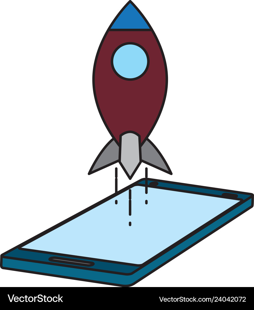 Mobile rocket tech Royalty Free Vector Image - VectorStock