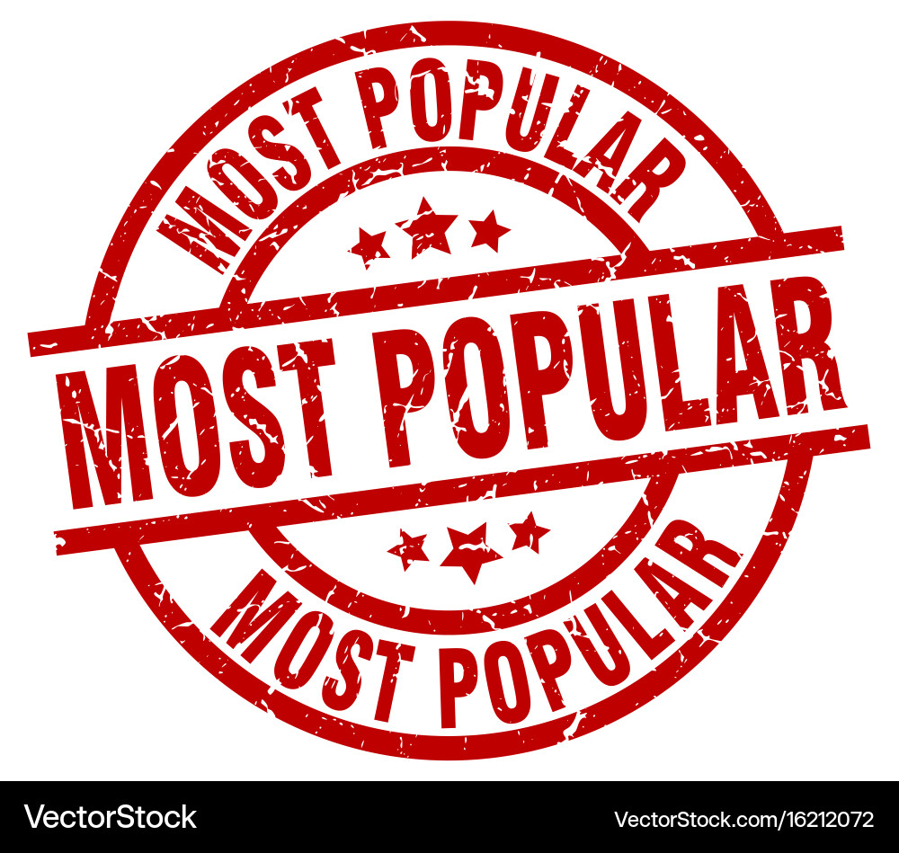 Most popular round red grunge stamp Royalty Free Vector