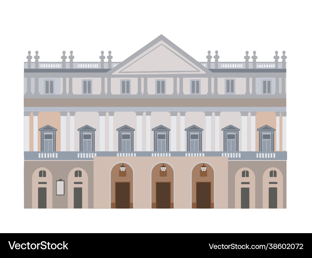 Neoclassical building milan teatro alla scala Vector Image