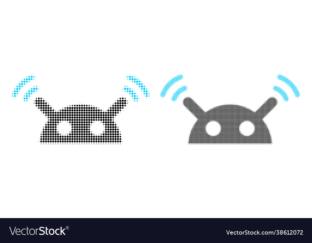 Pixel halftone robot radio signal icon Royalty Free Vector Pixel halftone robot radio signal icon Royalty Free Vector