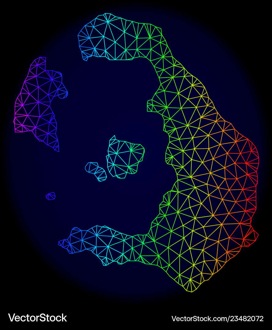 Polygonal 2d spectrum mesh map of santorini Vector Image