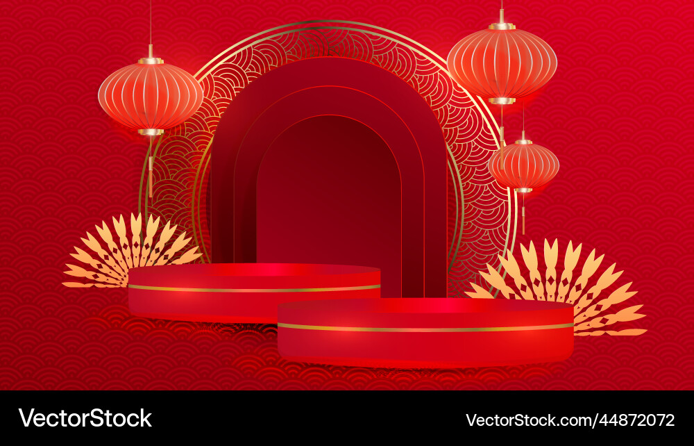 Red texture design chinese lanterns in paper art Vector Image