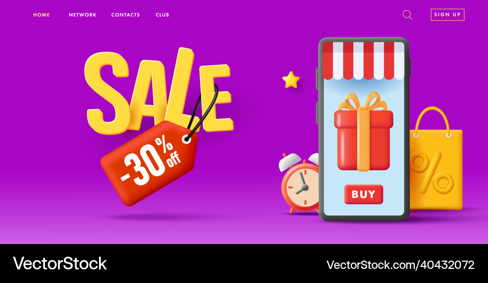 Sale banner with smartphone gift Royalty Free Vector Image