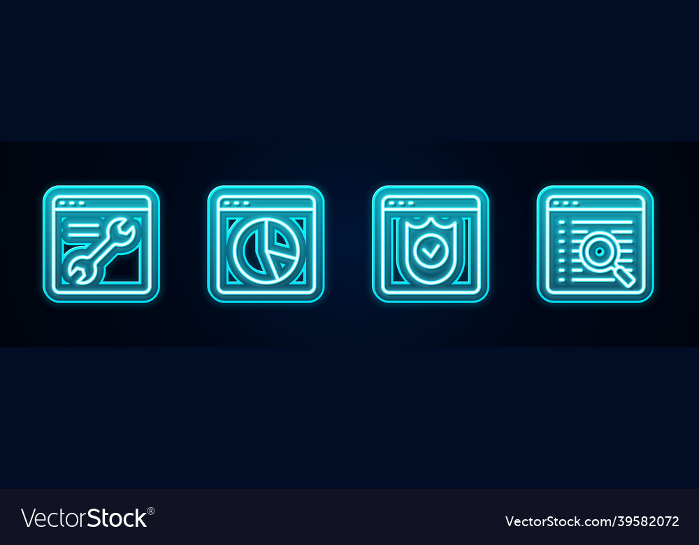 Set line browser setting graph chart infographic Vector Image