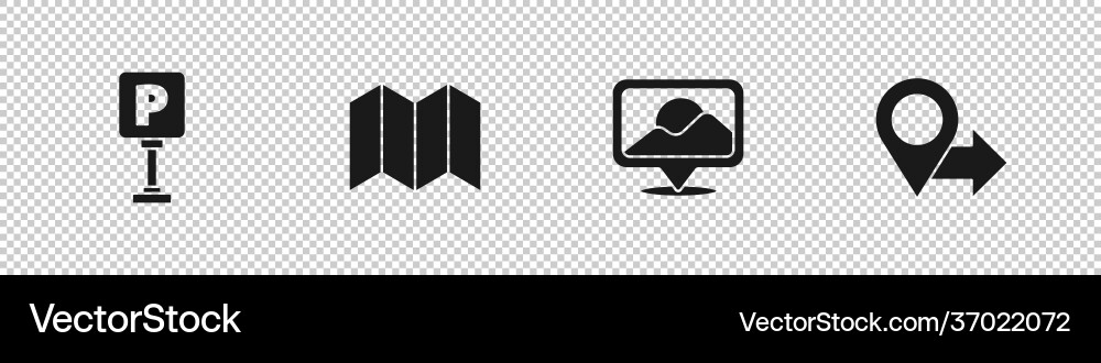 Set parking folded map location and icon Vector Image