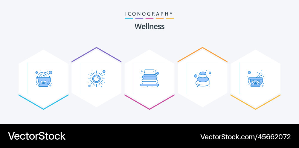 Wellness 25 blue icon pack including bowl spa Vector Image