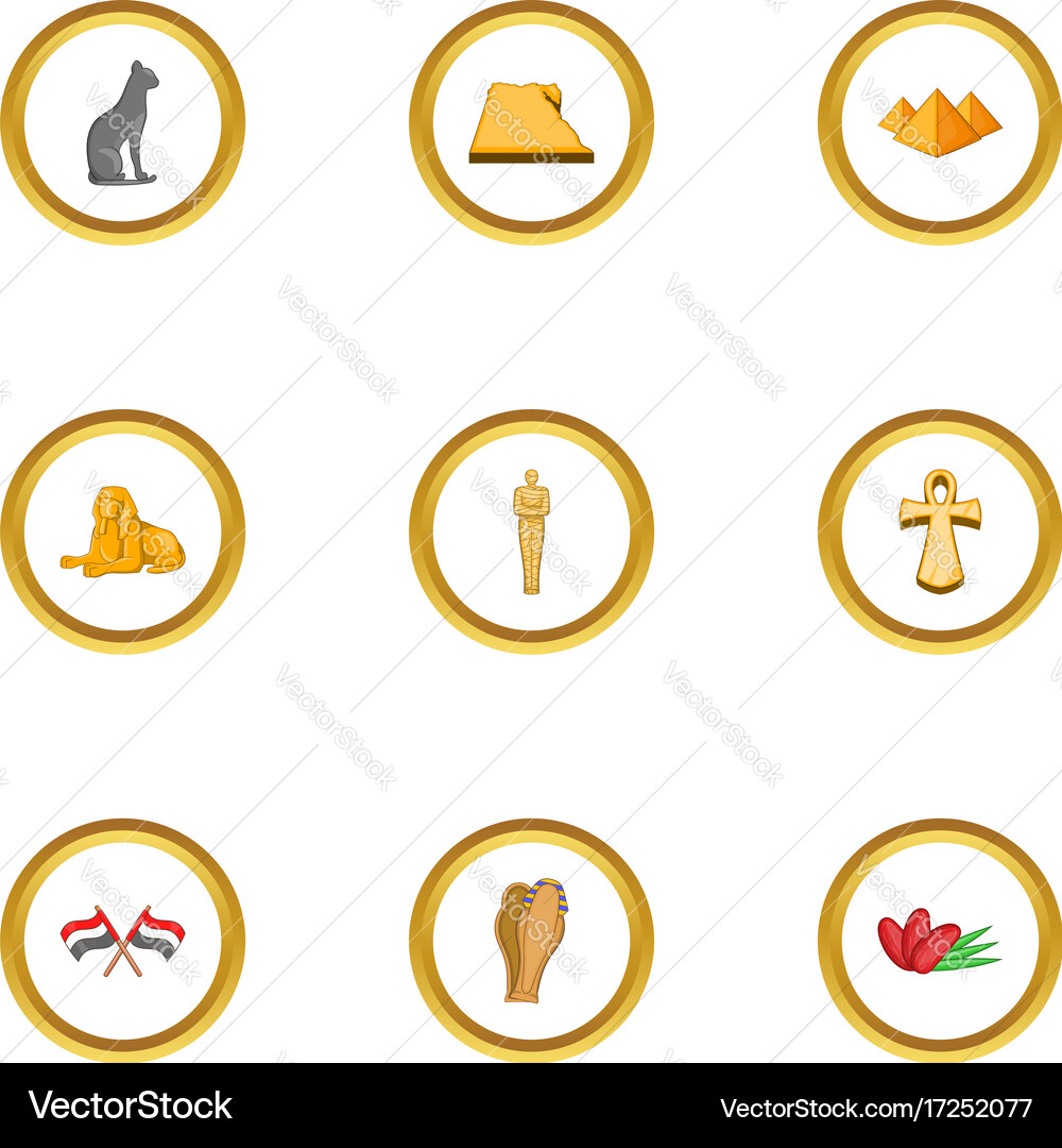 Cairo icons set cartoon style Royalty Free Vector Image